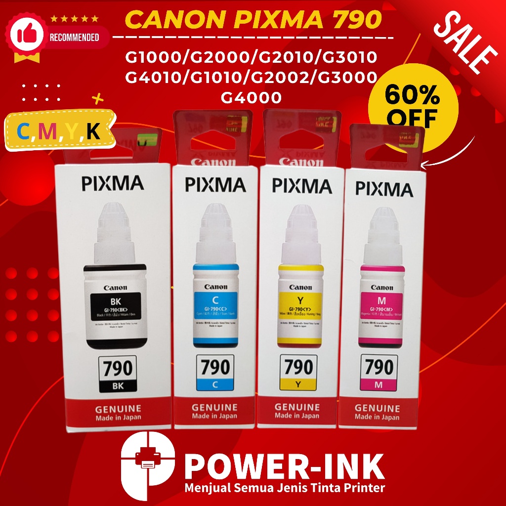 Jual TINTA CANON PIXMA Gi 790 (1SET) PREMIUM UNTUK PRINTER SERIES G1000 ...