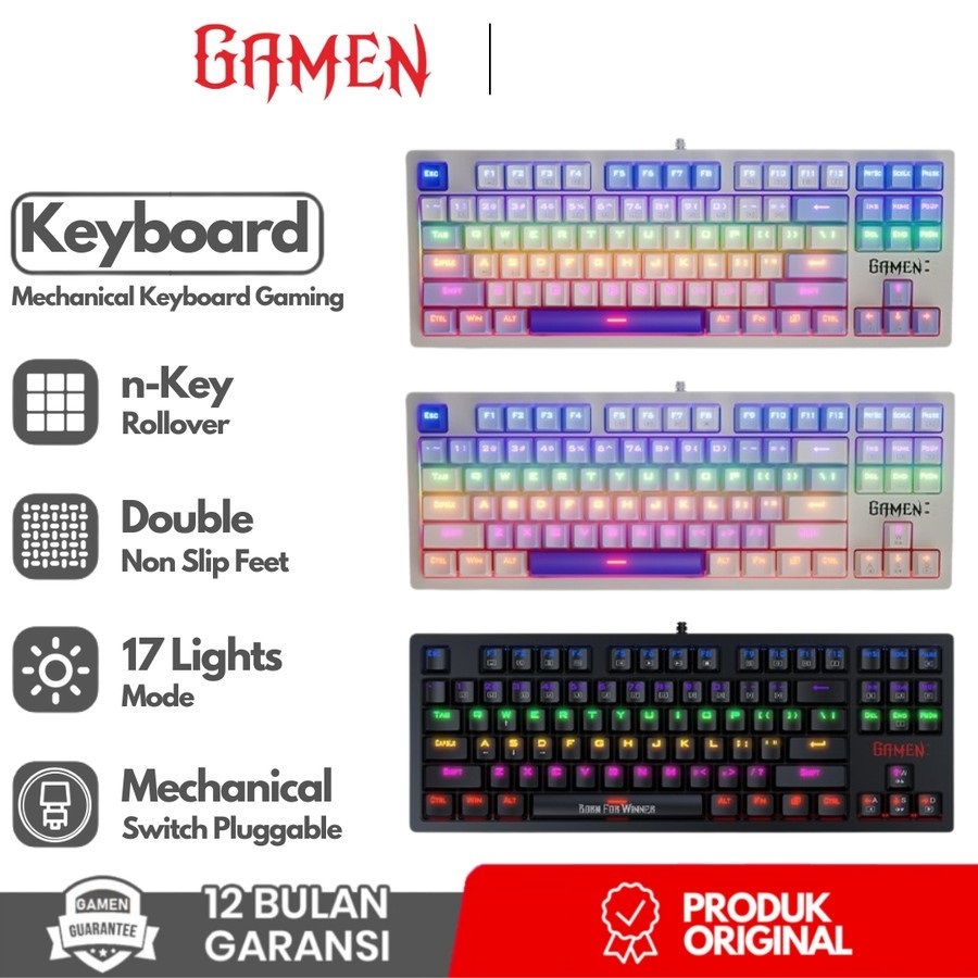 Jual GAMEN Titan II Mechanical keyboard Pluggable Switch Blue Gaming ...