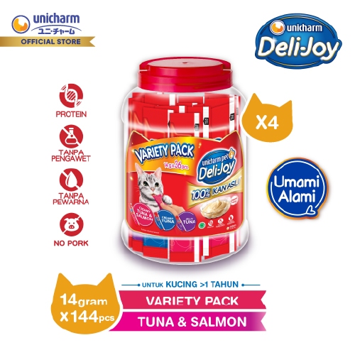 Jual Deli-Joy Toples Variety Tuna & Salmon 14gr x 36 Snack Kucing - 4 ...