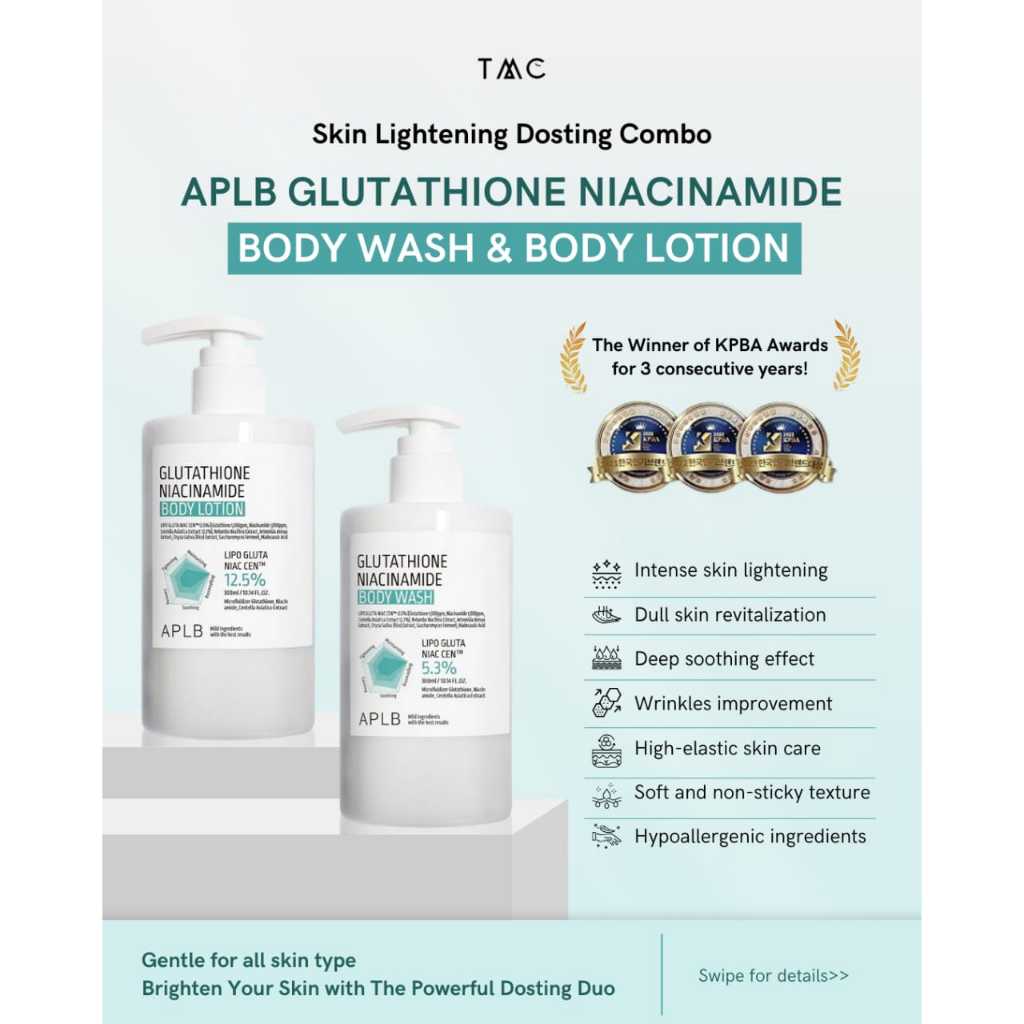 Jual APLB Glutathione Niacinamide Whitening Body Lotion dan Body Wash ...