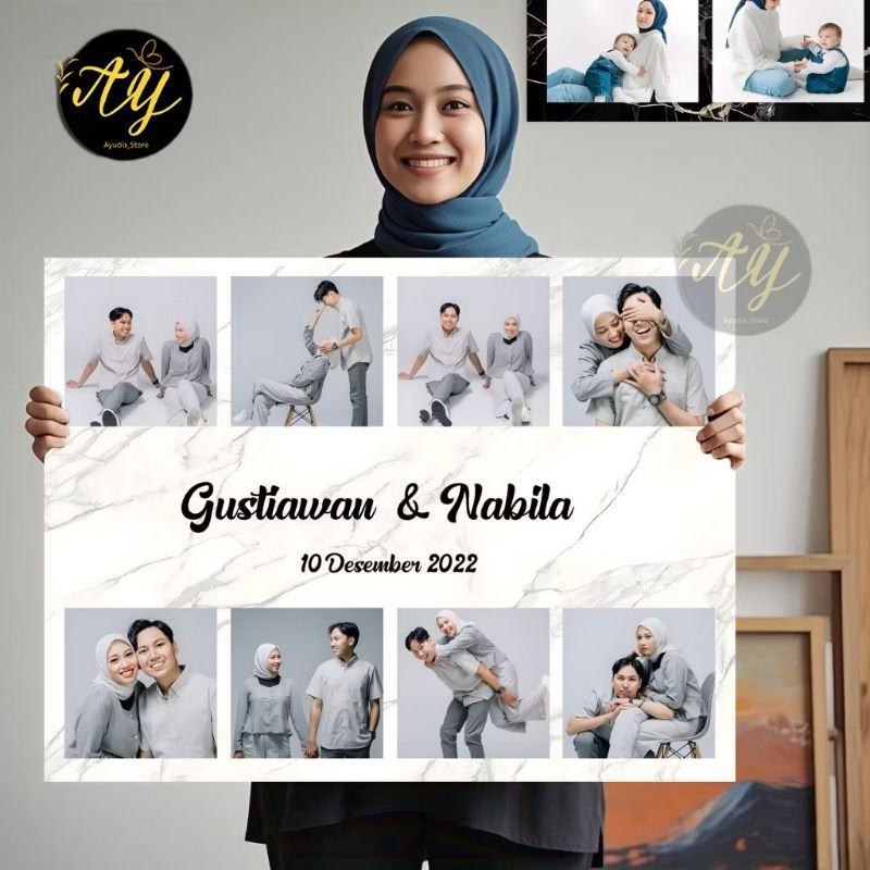 Jual CETAK POTO PREWEDDING KOLASE 8 FOTO 40X30CM + BINGKAI MDF | CETAK ...