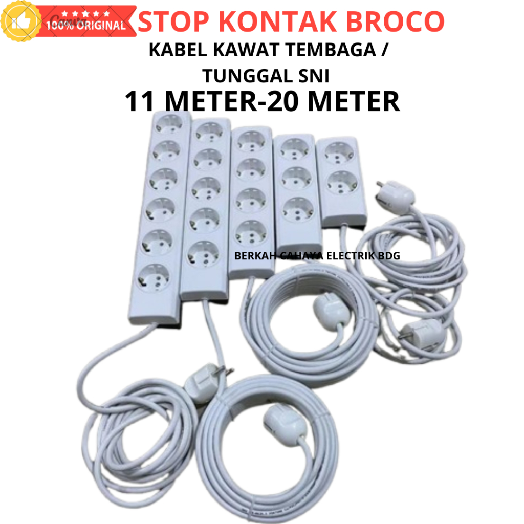 Jual stop kontak broco 2 3 4 5 6 lubang + kabel kawat tembaga 11 12 13 14 15 16 17 18 19 20 ...
