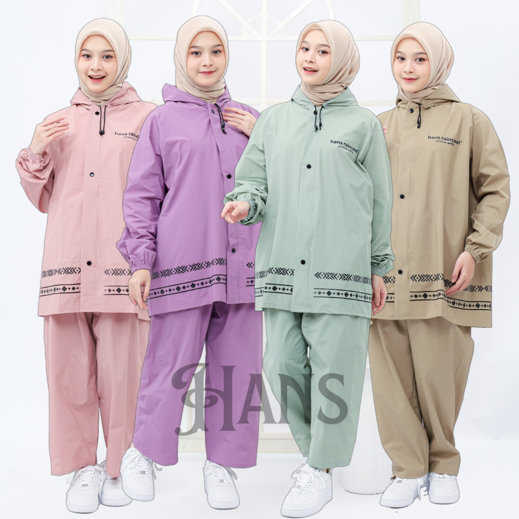 Jual Jas Hujan Pria Wanita Setelan Jaket Celana Dewasa PVC 0.25 Tebal Elastis Anti Air HANS ...