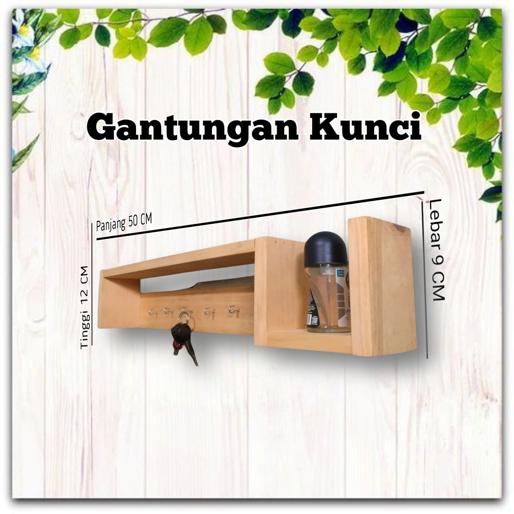 Jual Rak dinding/Rak tempel tempat gantungan kunci/Rak kayu serbaguna ...