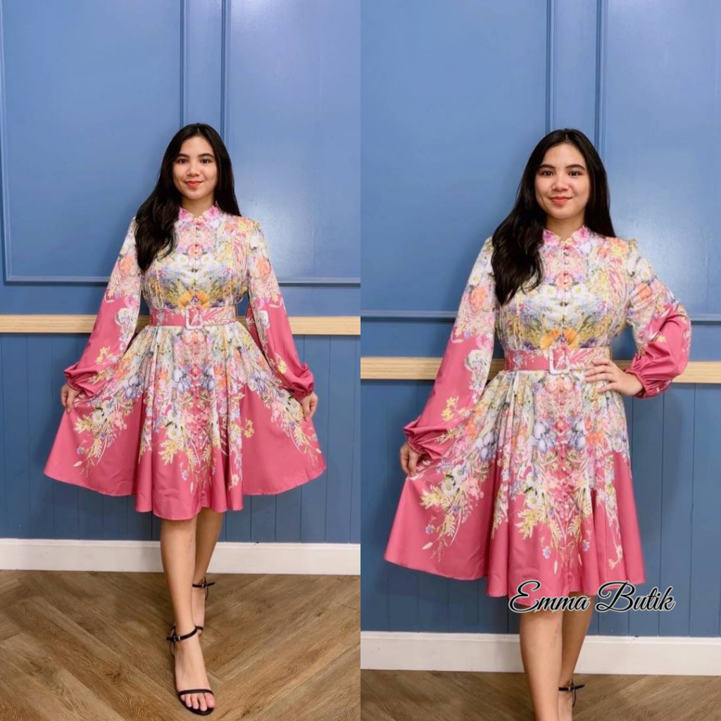 Jual Emma.butik E00380 Midi Dress Gaun Wanita Pesta Elegan Anggun ...