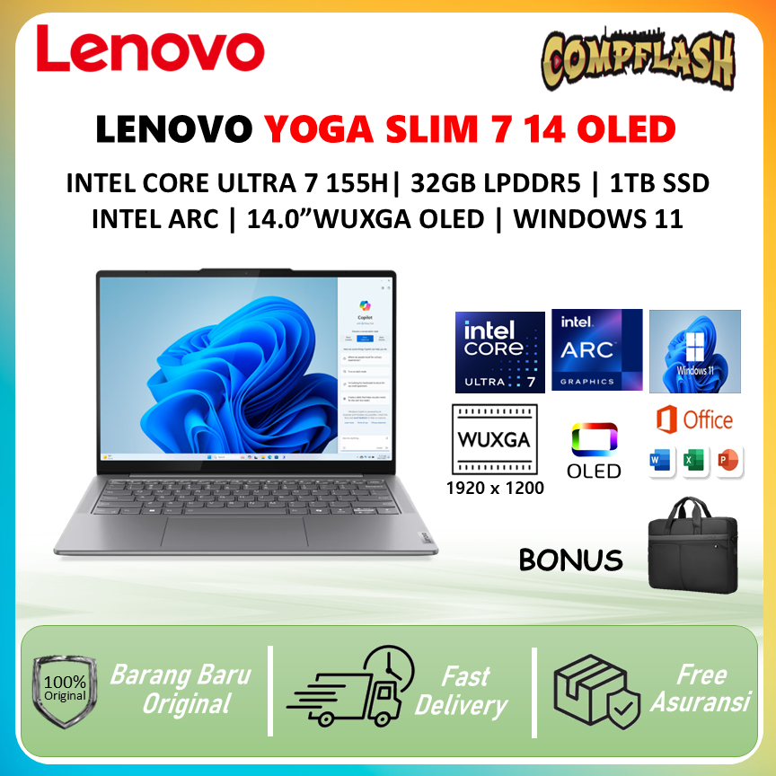 Jual Laptop Lenovo YOGA SLIM 7 14 OLED TOUCH Intel Ultra 7 155 32GB Ram ...