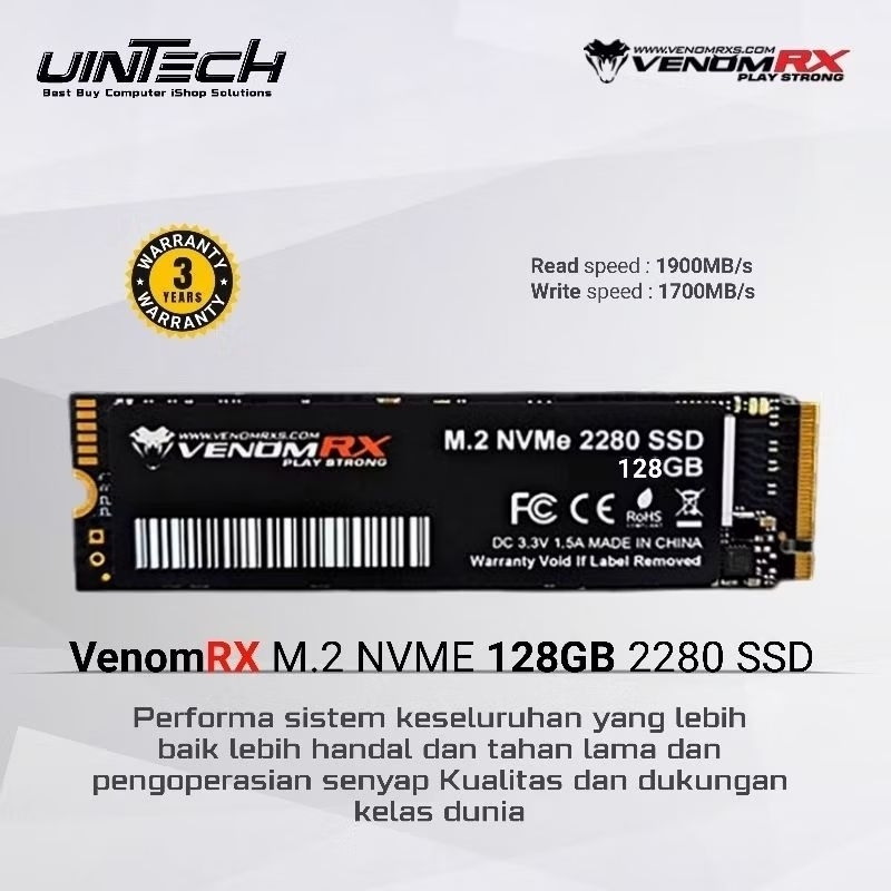 Jual SSD M.2 NVME 128GB Venomrx PCIE Gen 3x4 VENOMRX SSD M2 NVME (Garansi 3 Tahun) + windows 10 ...