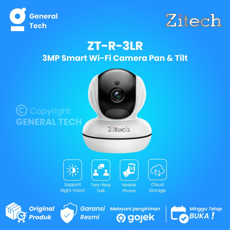 Jual ZITECH WI-FI Camera ZT-R-3LR 2K | Kamera WiFi Pan & Tilt 3MP Deteksi Manusia | Shopee Indonesia