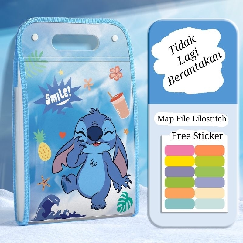 Jual Tas File Map Dokumen Kertas Pelajaran Disney Stitch Smile ...