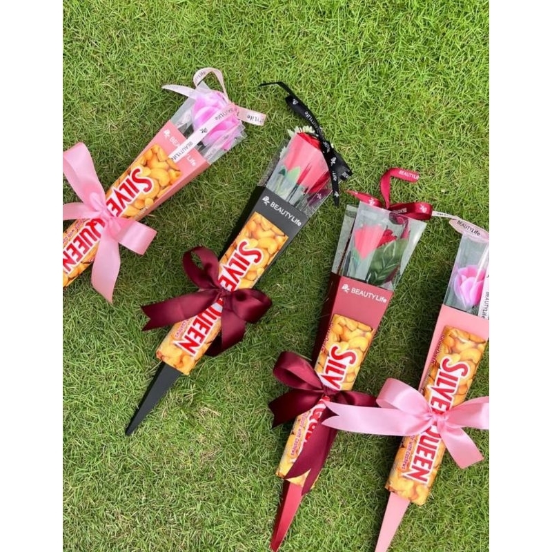 Jual Single flower box + coklat Promo Valentine day (bunga tangkai ...