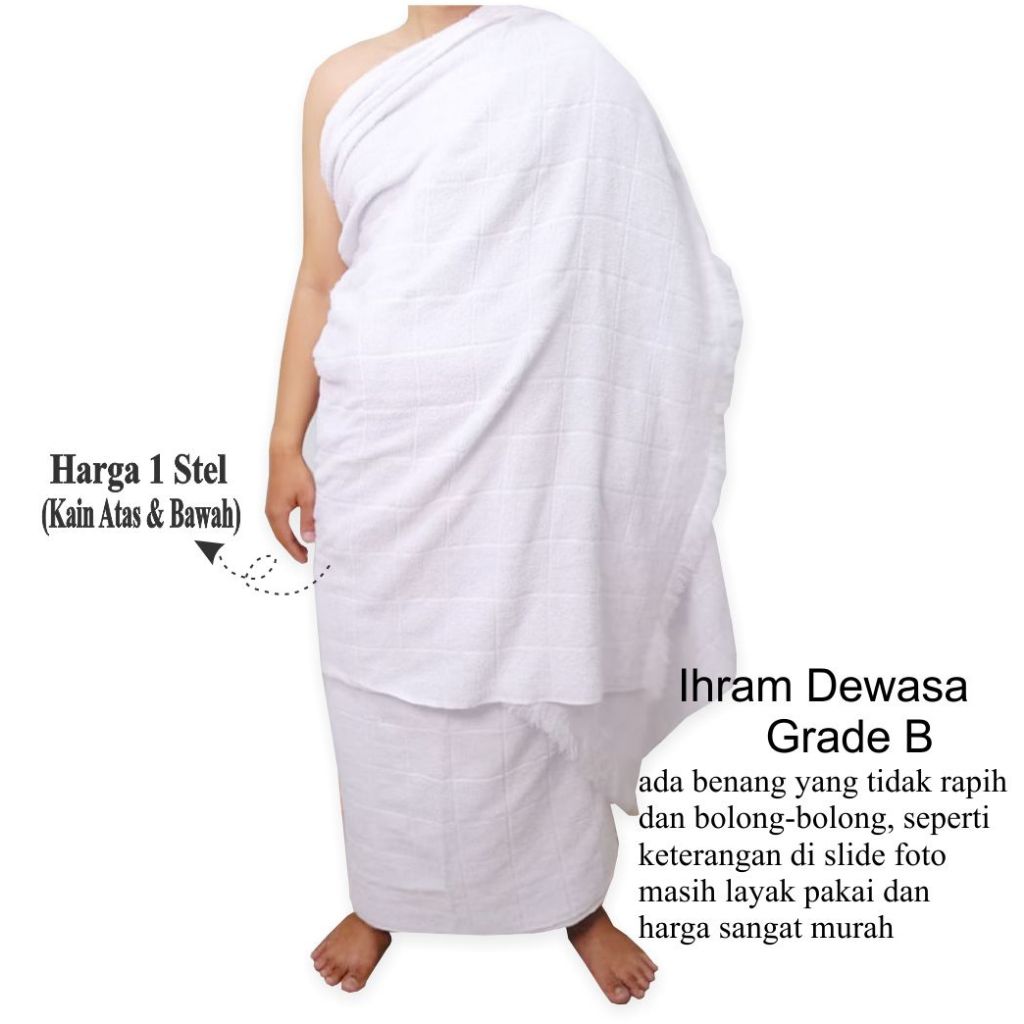 Jual Kain Ihram Pria Dewasa Grade B Tebal Dan Halus Kain IIhrom Dewasa ...