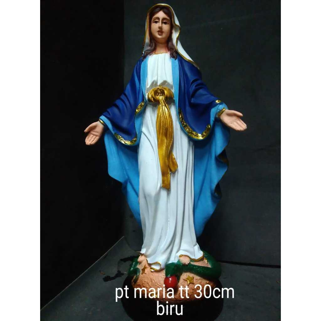 Jual Patung Bunda Maria Warna Biru Putih Tangan Terbuka 30 cm dan ...
