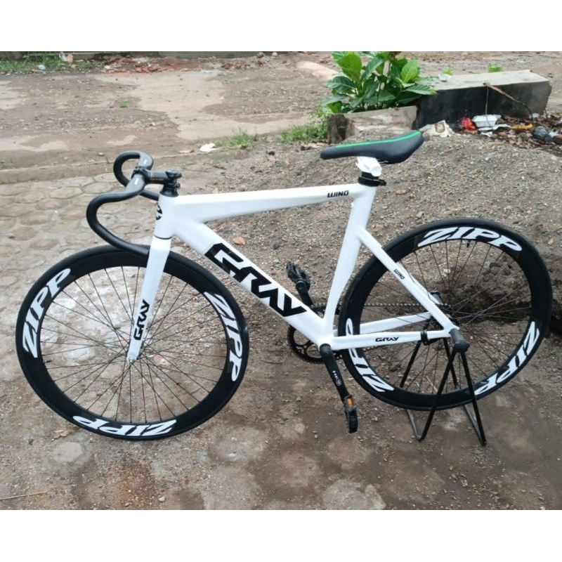 Jual Fixie Gray Putih Dengan Dropbar Ardently Aero Pipih Siap Pakai ...