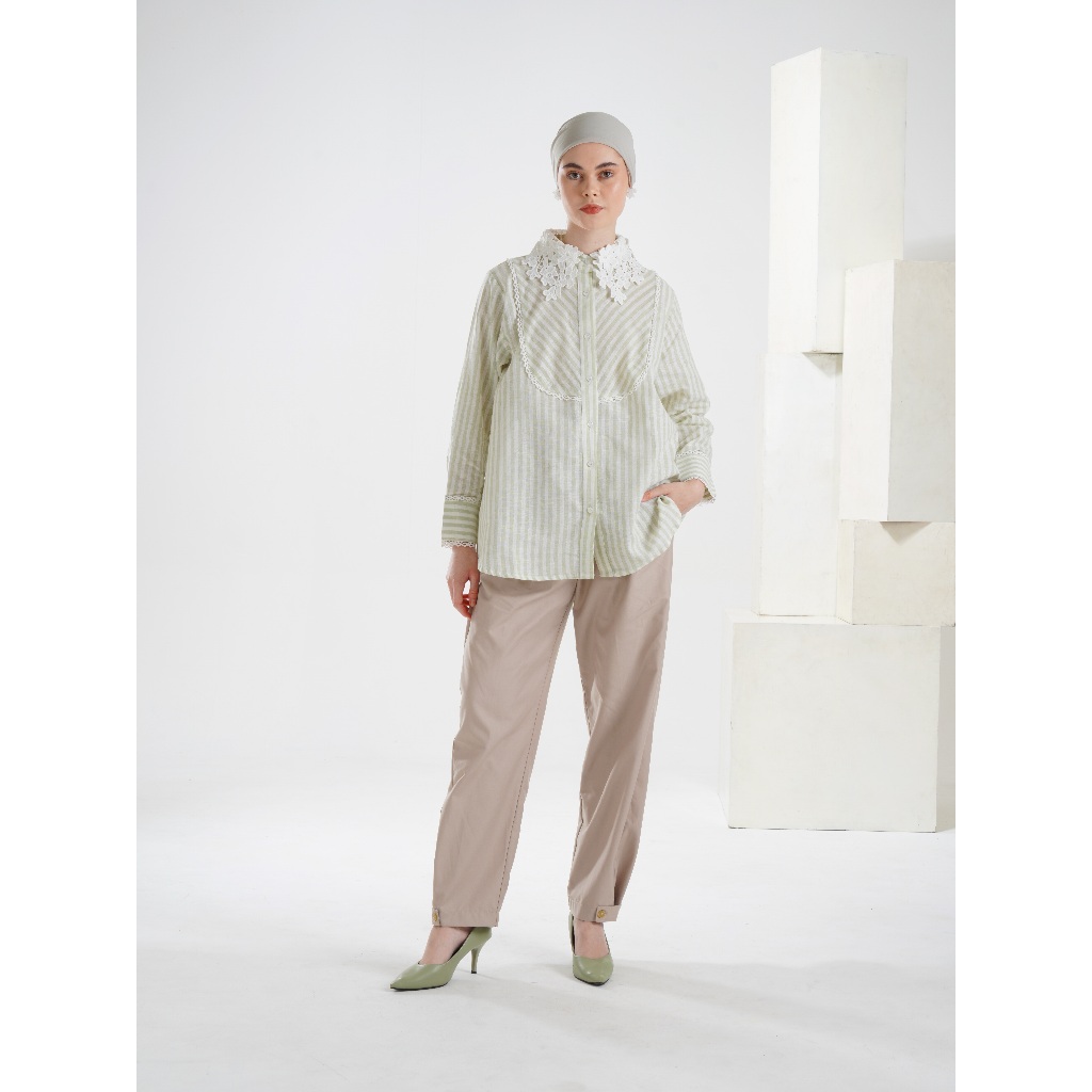 Jual SYALINE SHIRT PALE GREEN - KEMEJA ALEZA | Shopee Indonesia