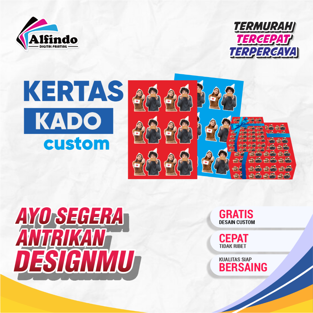 Jual CETAK KERTAS KADO CUSTOM BISA PAKAI FOTO SENDIRI // KERTAS KADO ...