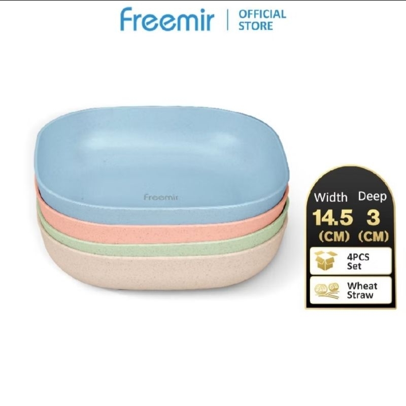 Jual (NEW) Freemir Piring Makan Kotak 15 cm Plastik Wheatstraw / Square ...