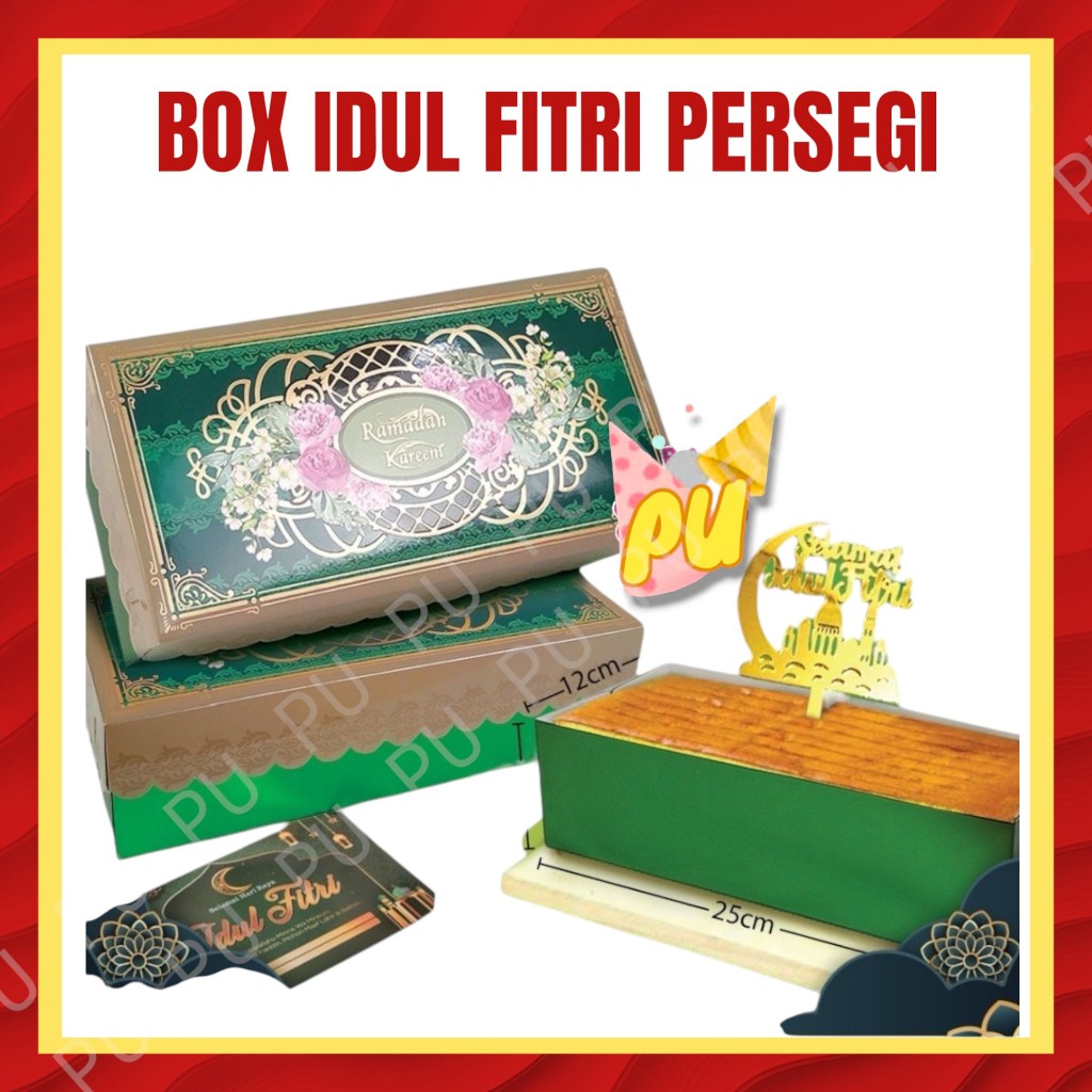 Jual Box Idul Fitri PERSEGI / Kotak Kue Lebaran / Parcel Idul Fitri / Hampers Lebaran ukuran ...