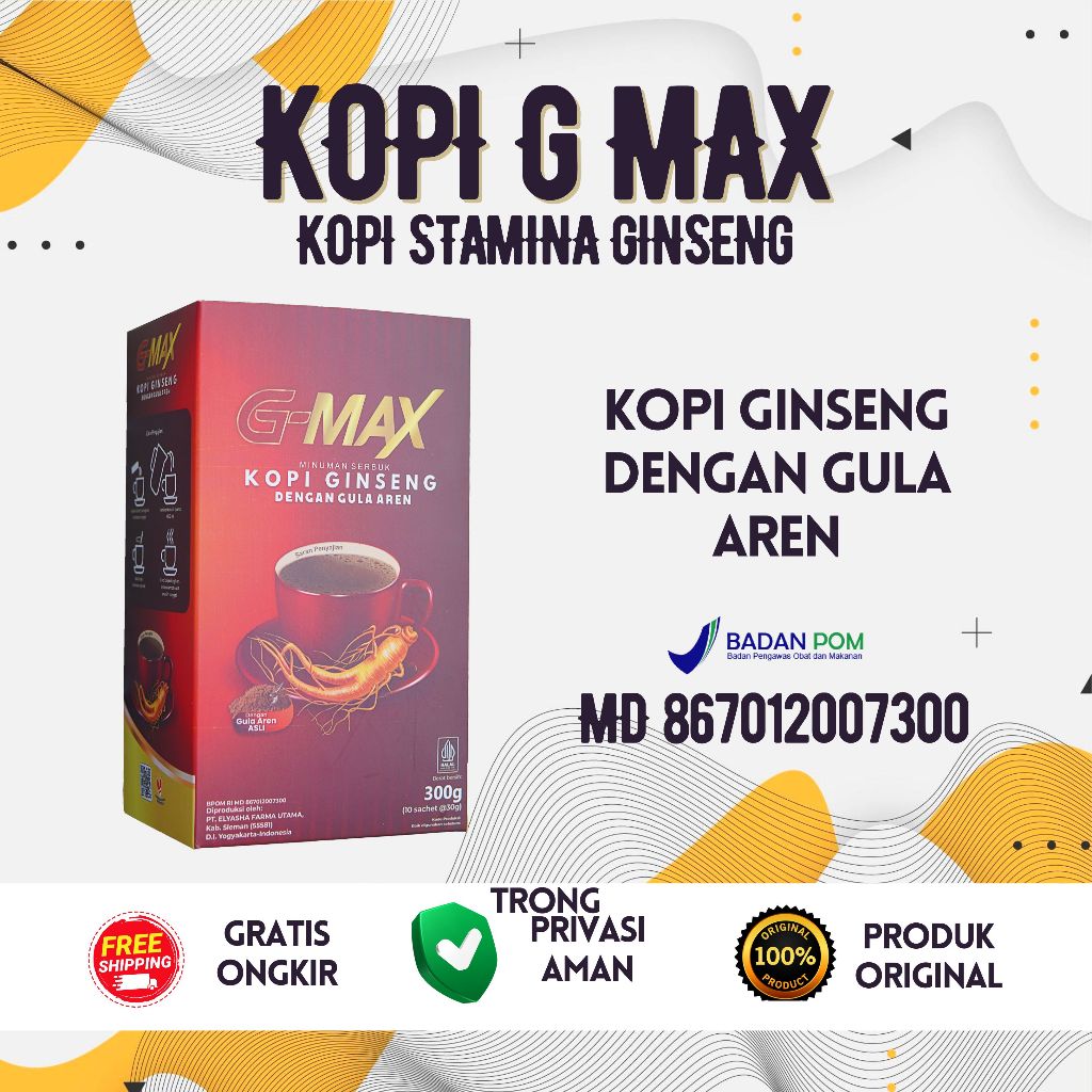 Jual GMAX Minuman Kopi Pria STAMINAA Original Bpom Extra Gingseng Dan Gula Aren Asli BPOM ...
