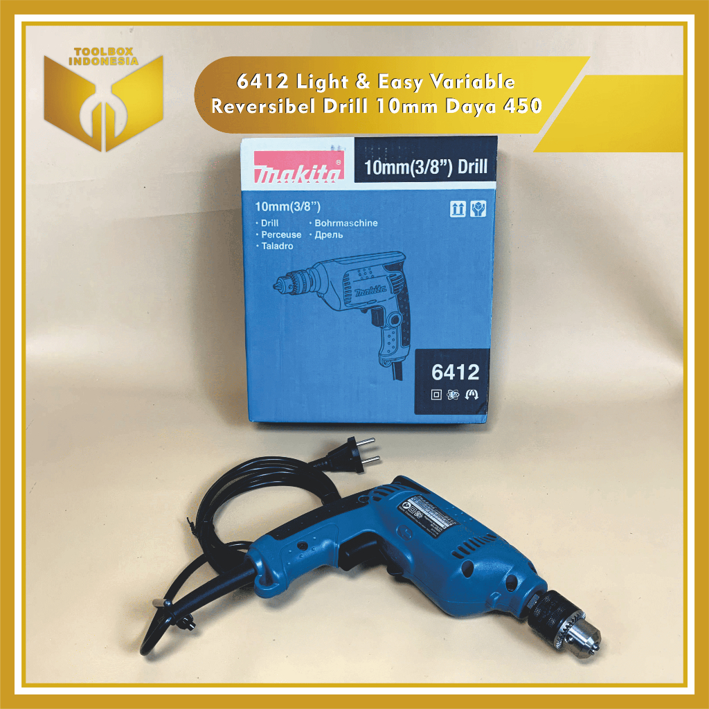Jual MAKITA 6412 Bor Listrik 10mm Tangan Kayu Besi 10 mm Electric Drill Bolak Balik Reversible ...