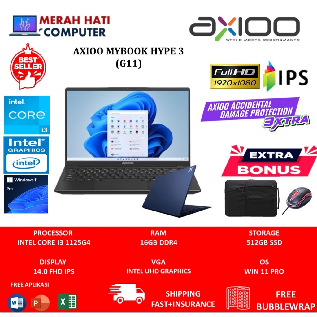 Jual Laptop Baru Axioo Hype 3 G11 Intel Core I3 1125G4 Ram 16GB 512GB Ssd Ful HD Ips Win11Pro ...
