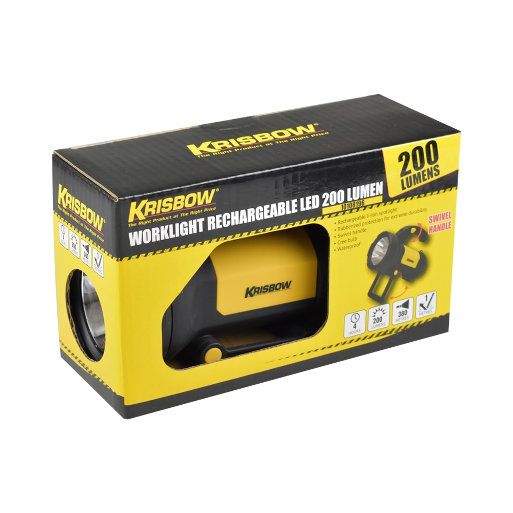 Jual Krisbow Flashlight Senter Lampu Kerja Rechargeable Led 200 Lm ...