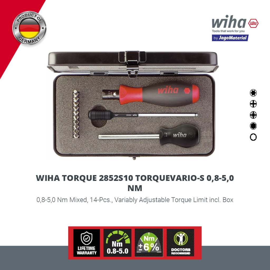 Jual Wiha Torque 2852S10 TorqueVario®-S 0,8-5,0 NM - Obeng Torsi + Mata Obeng Set | Shopee Indonesia
