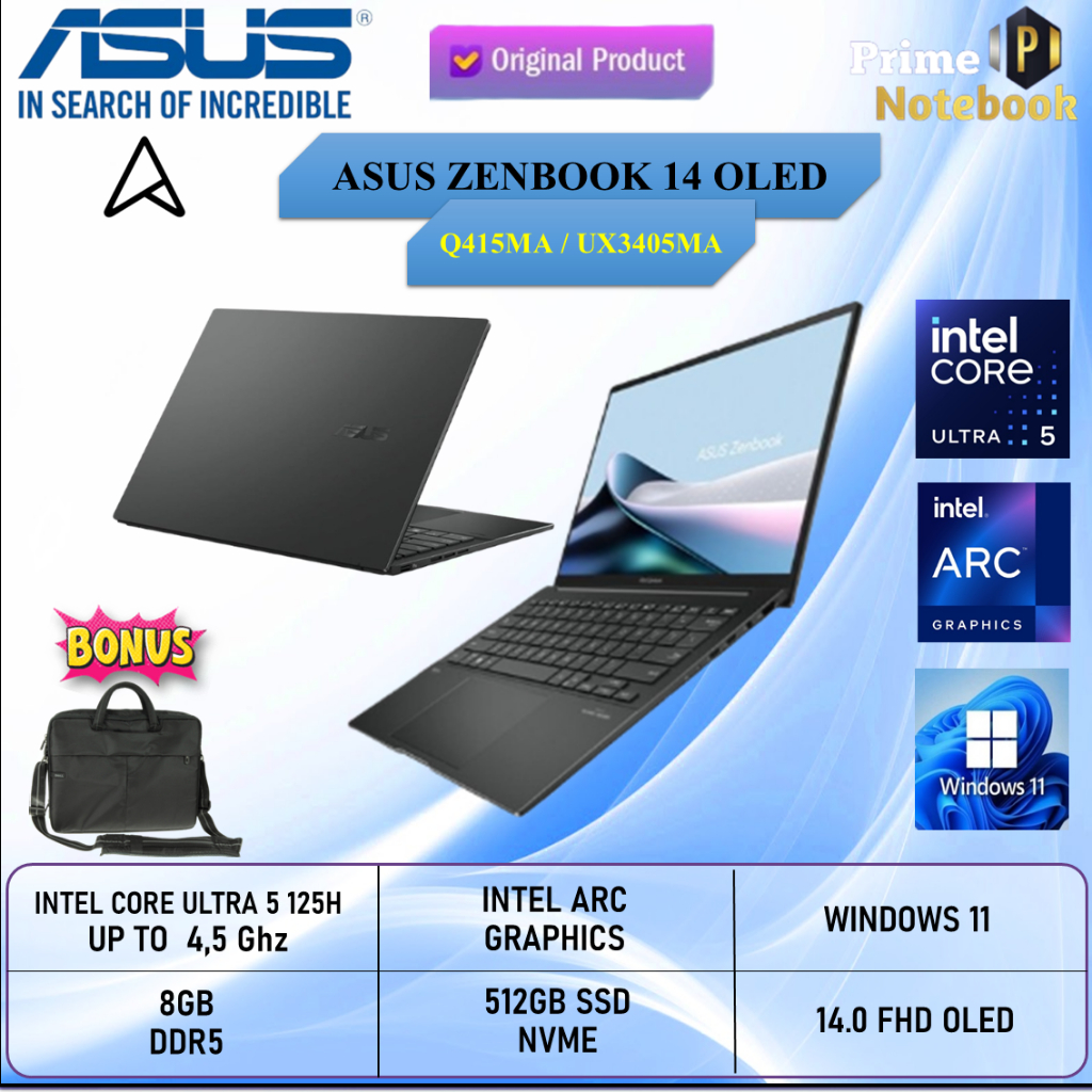 Jual Laptop Asus Zenbook 14 Oled Q415MA / UX3405MA TOUCH ULTRA 5 125H ...