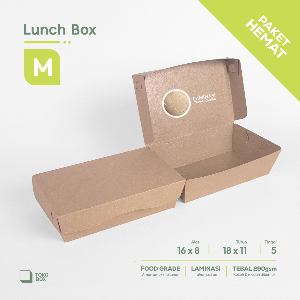 Jual Paket Hemat | Paper Lunch Box M | 16x9x5 | Dus Makanan Nasi|Ayam ...