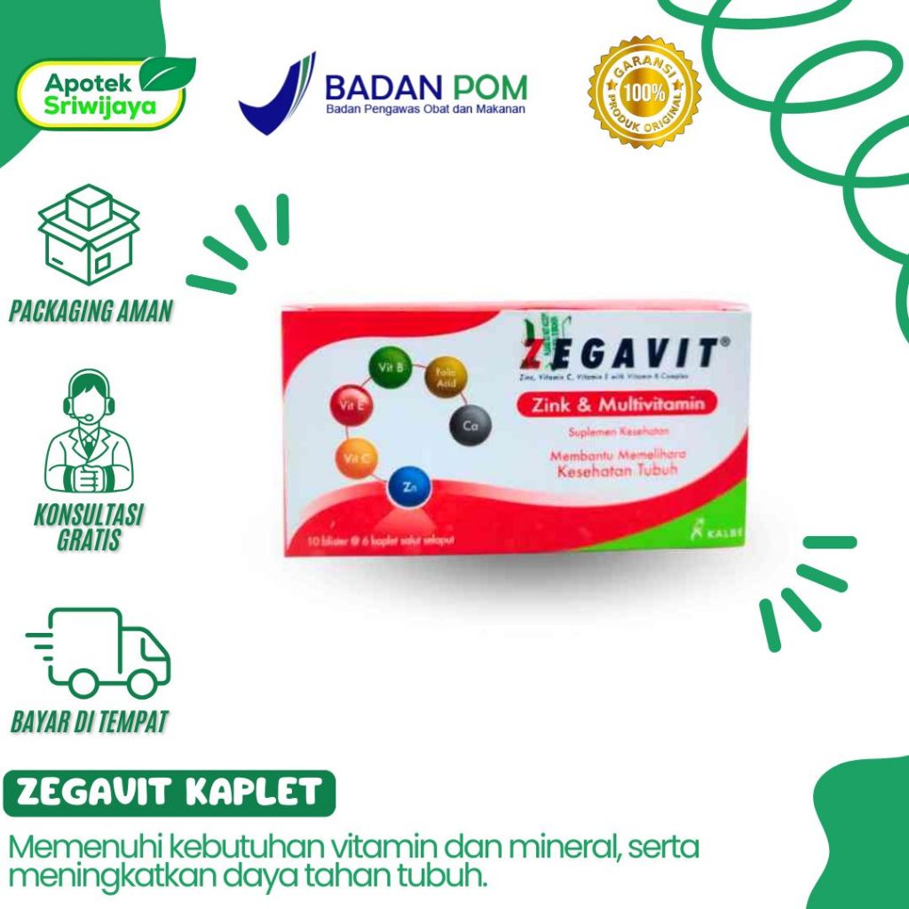 Jual Zegavit Kaplet Zink & Multivitamin Kesehatan Tubuh (1 strip isi 10 ...