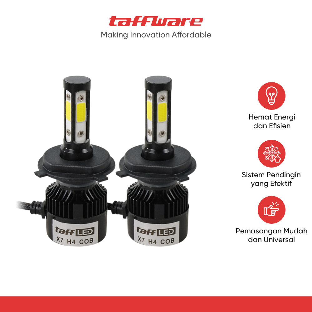 Jual TaffLED Lampu Depan Mobil LED COB Headlight H4 Cool White 2 PCS ...