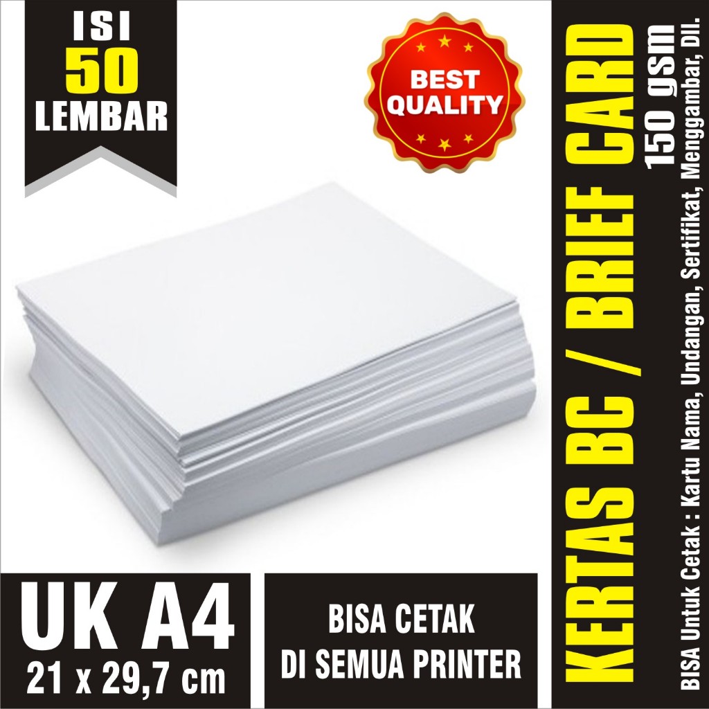 Jual Kertas Briefcard / BC 150gsm Putih A4 / Kertas Manila Buku Gambar ...