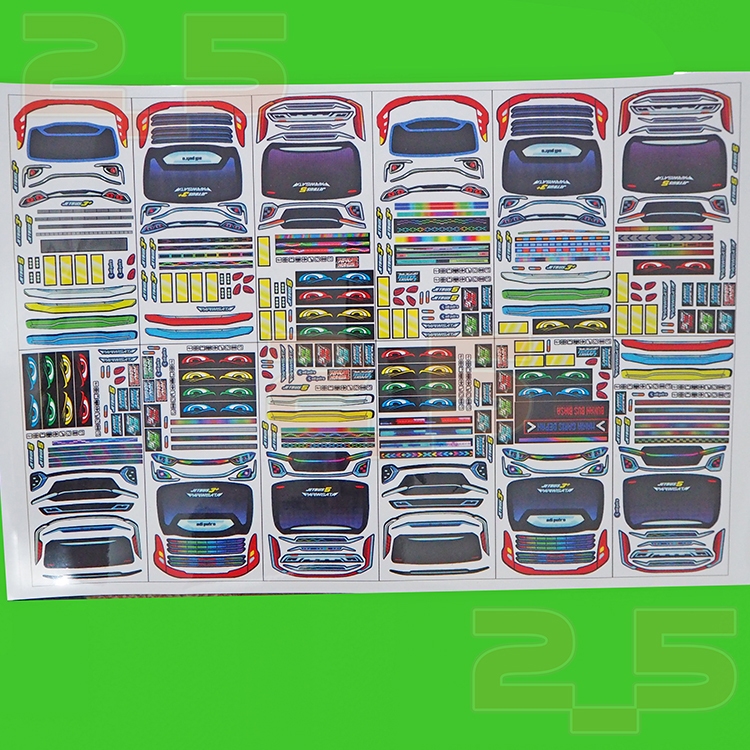 Jual STIKER VINYL LAMINASI MINIATUR LAMPU BUS UKURAN A4 BELUM DIPOTONG ...
