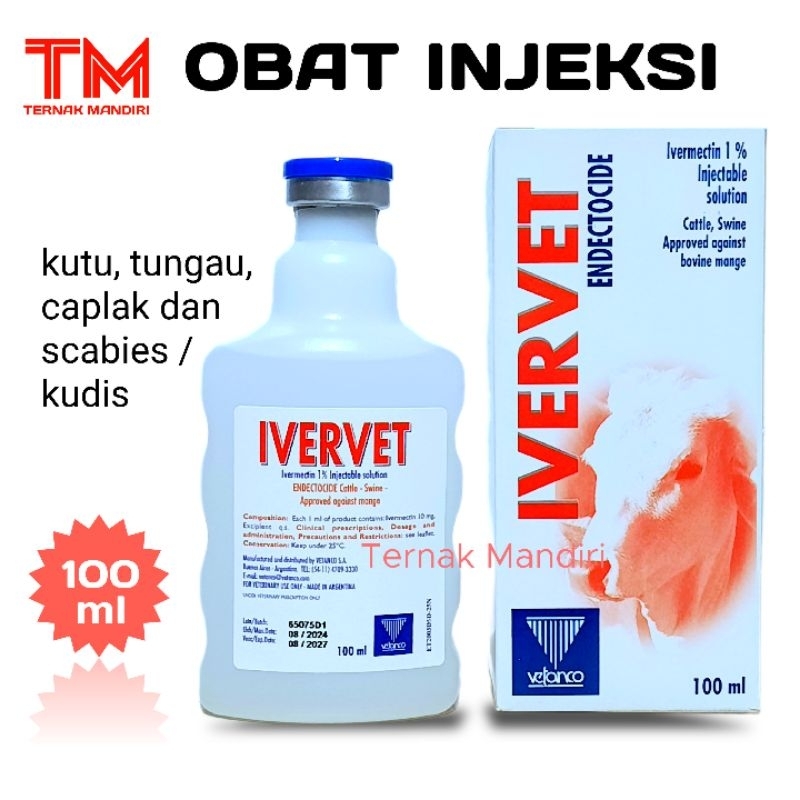 Jual IVERVET 100ml Obat Injeksi Gudik scabies kutu caplak pada sapi ...