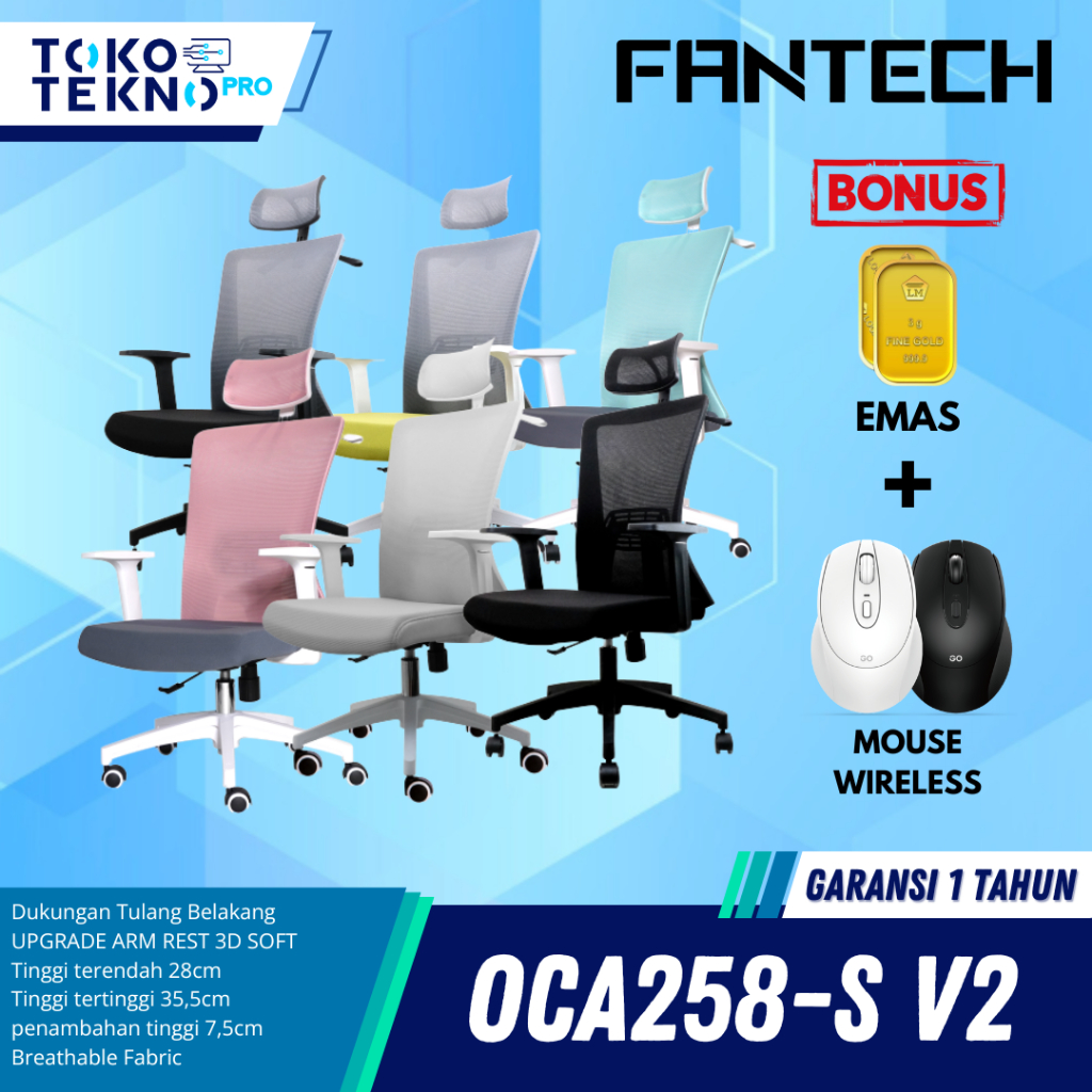 Jual Fantech OCA258s V2 / OCA-258s V2 Office Chair 3D Armrest Soft ...