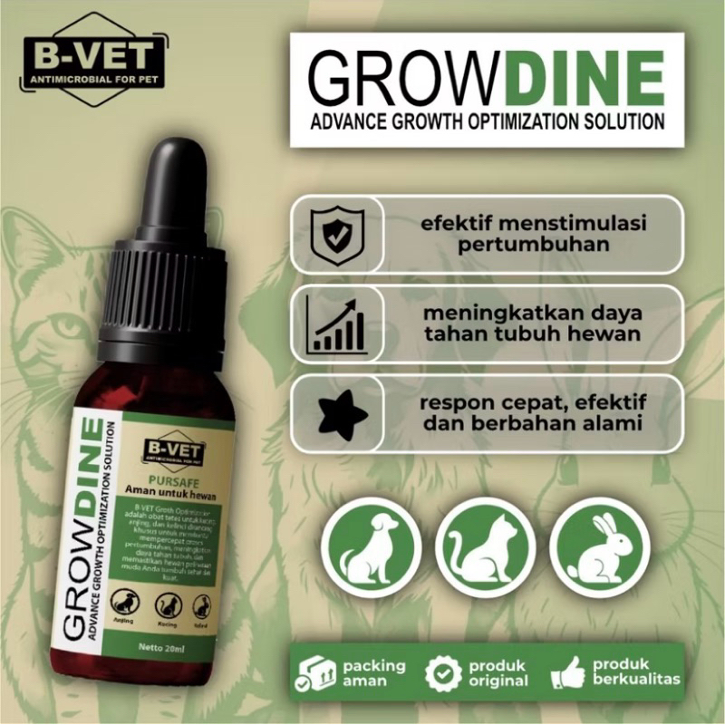 Jual Vitamin nutrisi pertumbuhan anakan kucing , anjing dan sejenisnya - BVET GROWDINE | Shopee ...