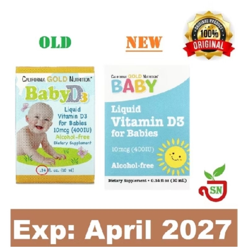 Jual California gold nutrition baby D3 vitamin drops 400 IU USA ...