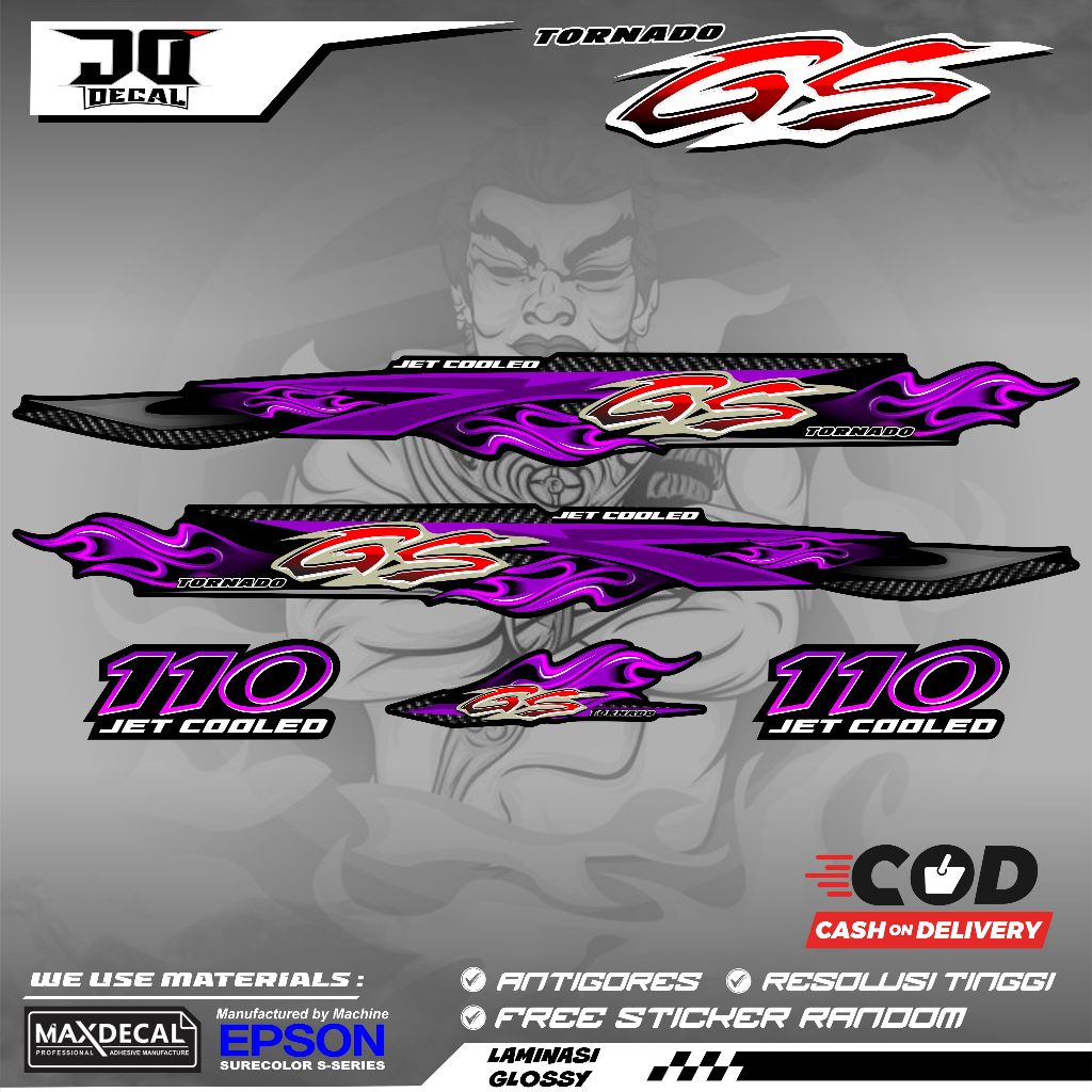 Jual STRIPING STIKER VARIASI SUZUKI GS TORNADO MOTIF API MIX CARBON ...