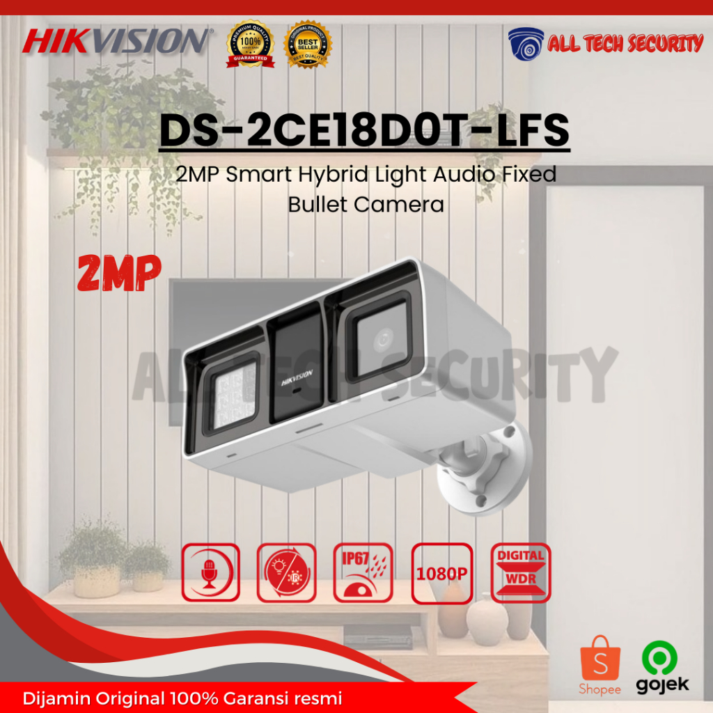 Jual Hikvision DS-2CE18D0T-LFS 2MP Smart Hybrid Light Audio Fixed Bullet Camera | Shopee Indonesia