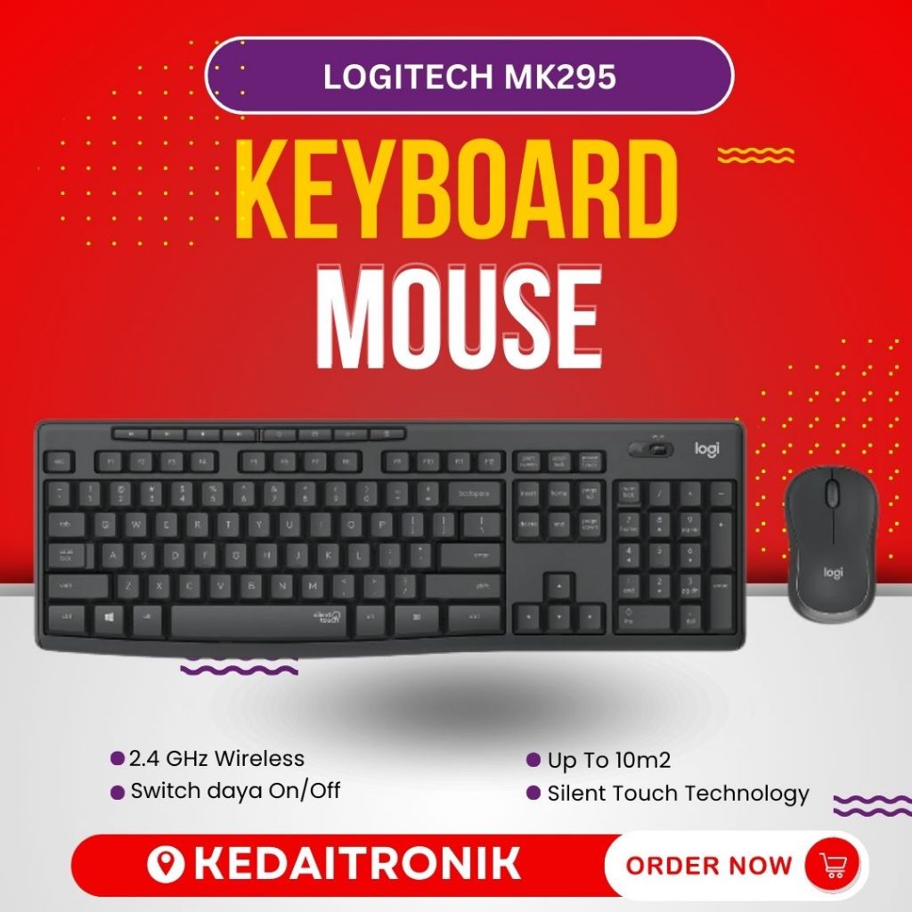 Jual NEW Logitech MK295 Silent Combo Wireless Keyboard Mouse Original ...
