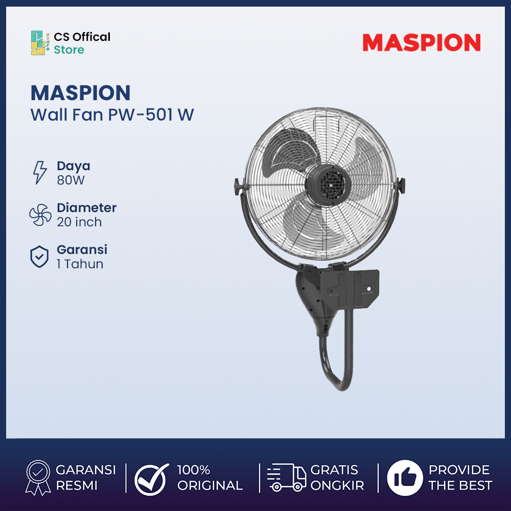 Jual MASPION Power Wall Fan Kipas Angin Dinding 20 Inch PW-501 W ...