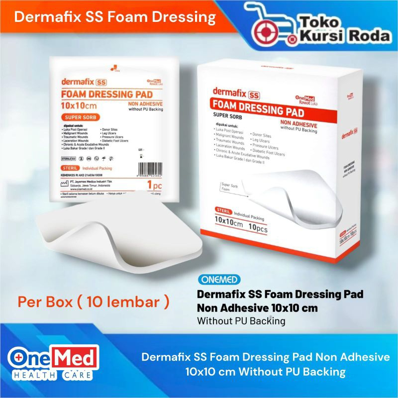 Jual Dermafix SS Foam Dressing Pad WITHOUT PU Backing10 x 10cm OneMed ...