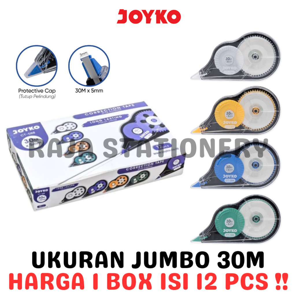 Jual JOYKO CORRECTION TAPE 30m JUMBO TIPEX KERTAS JOYKO KERING TIPX ...