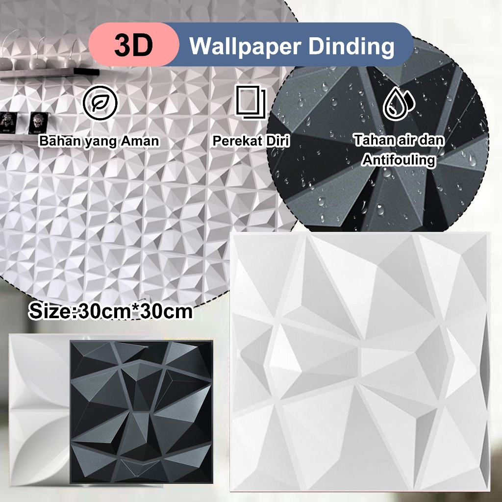 Jual 3D Wallpaper dinding stiker restoran 30x30cm, panel dinding ...