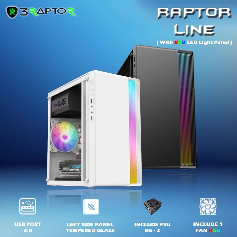 Jual Casing Gaming PC M-ATX RAPTOR LINE Free 1 Fan RGB & PSU RG-2 ...