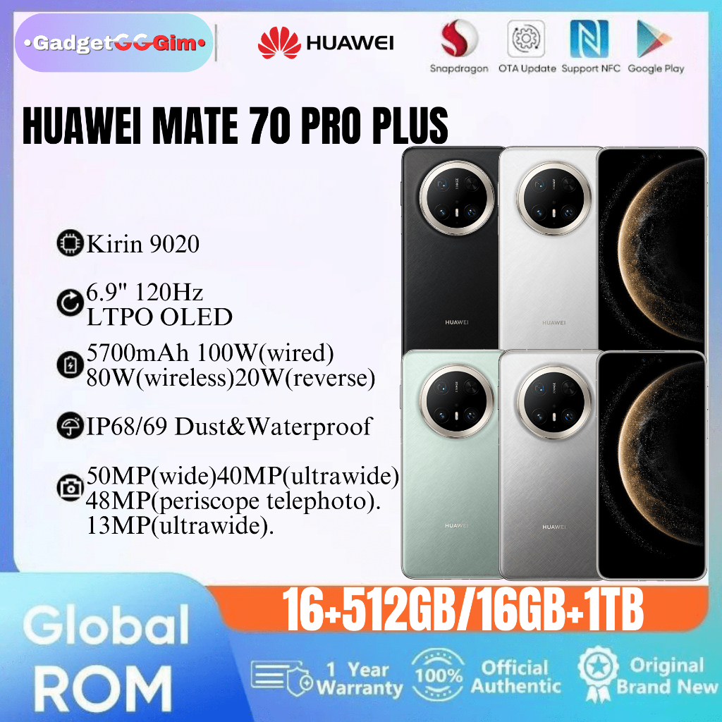 Jual Huawei Mate 70 Pro Plus 5G Kirin 9020 120Hz 5700mAh 100W IP68/69 BNIB Garansi Resmi 1 Tahun ...
