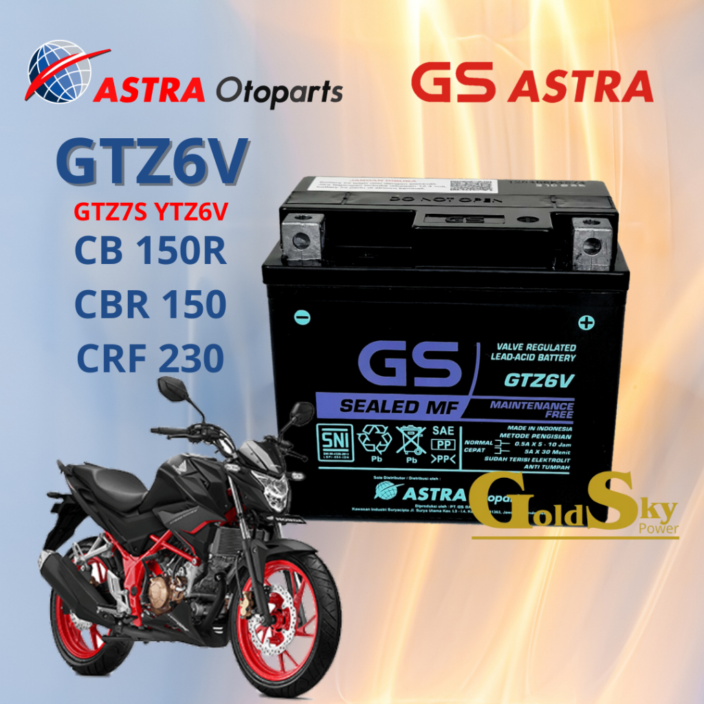 Jual AKI KERING MOTOR GS ASTRA CB 150R SONIC CBR 150 CRF 230 SUPRA GTR GTZ6V GTZ7S YTZ6V GS MF ...