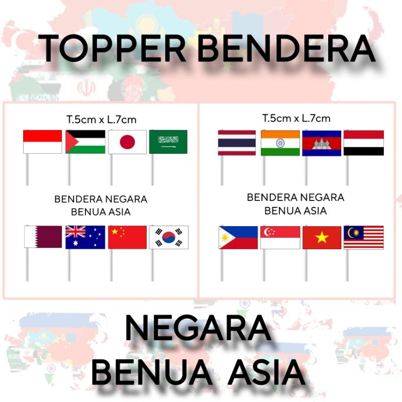 Jual Topper Bendera Benua asia, Topper ulang tahun Bendera Benua Asia ...