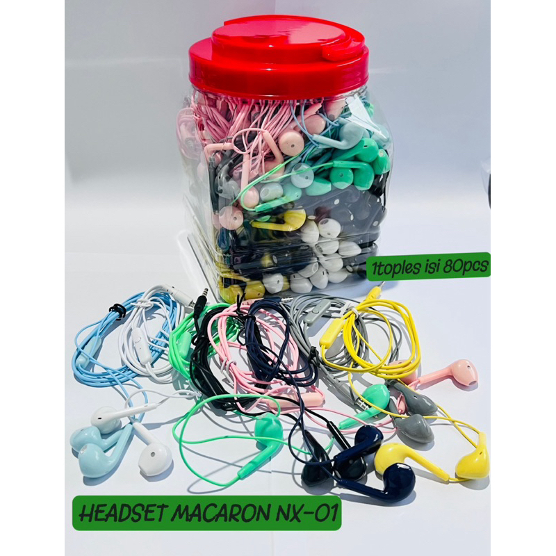 Jual headset earphone headphone headsfre macaron toples + mic /hf ...