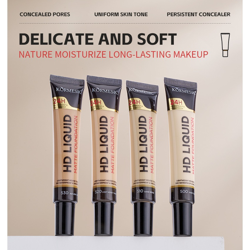 Jual KORMESIC Liquid Foundation Alas Bedak Cair Concealer Tahan Lama 24 Jam Mate Foundation ...