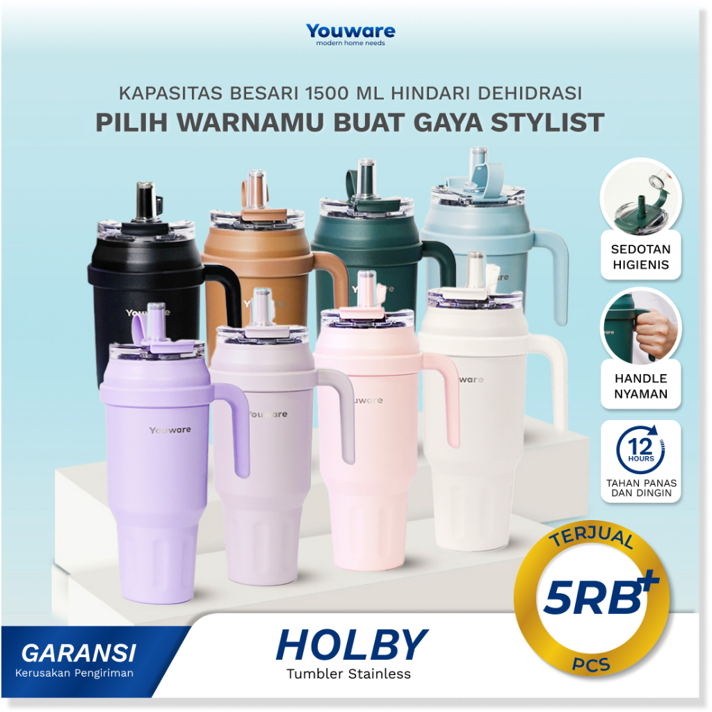Jual Youware - Holby Botol Minum Tumbler Stainless Steel 1500ml Tahan Panas Dingin | Shopee ...